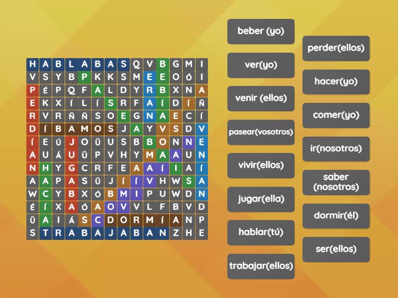 imperfecto-wordsearch - Sopa de letras