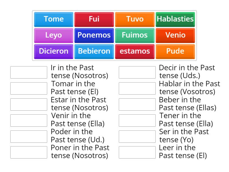 Conjugations in the Past Tense - Match up