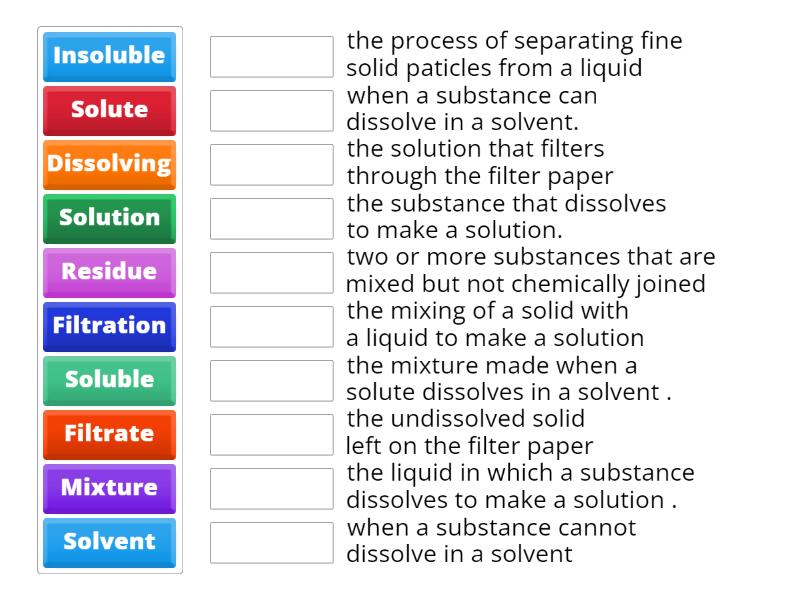 Separating Mixtures - Match up