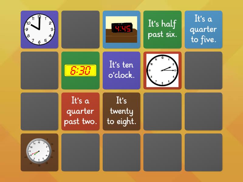 Roadmap A2 Unit 1D: What time is it? - Matching pairs