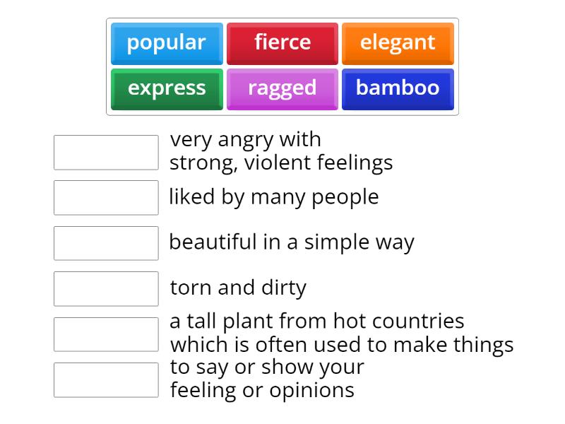words and meaning - Match up