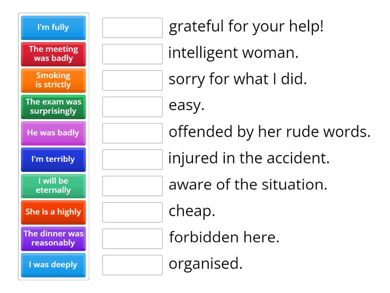 Adverb+Adjective Collocations (Karo) - Match up