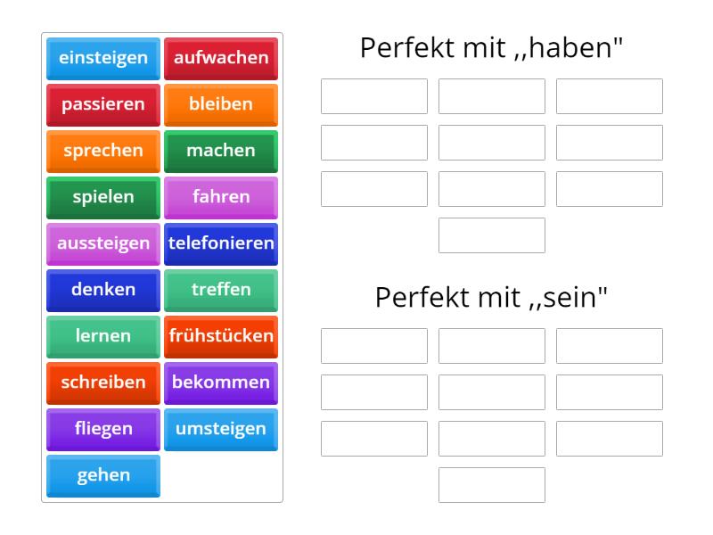 haben oder sein? - Group sort