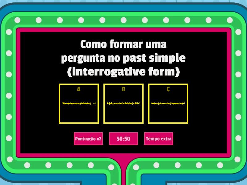 Past simple (interrogative form) regular verbs - Gameshow quiz
