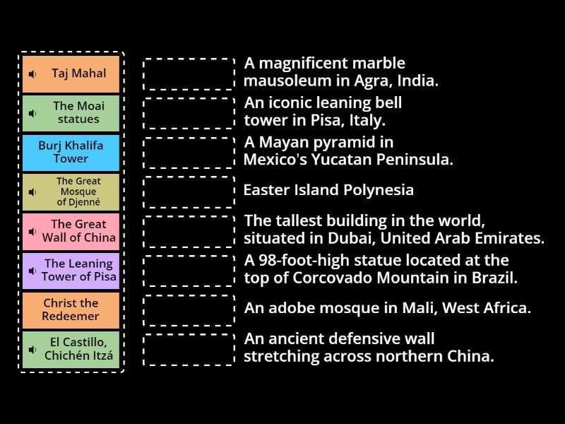 7 wonders of the world - Match up