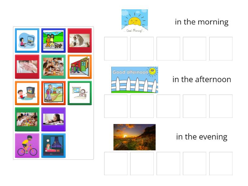 morning evening afternoon - Group sort