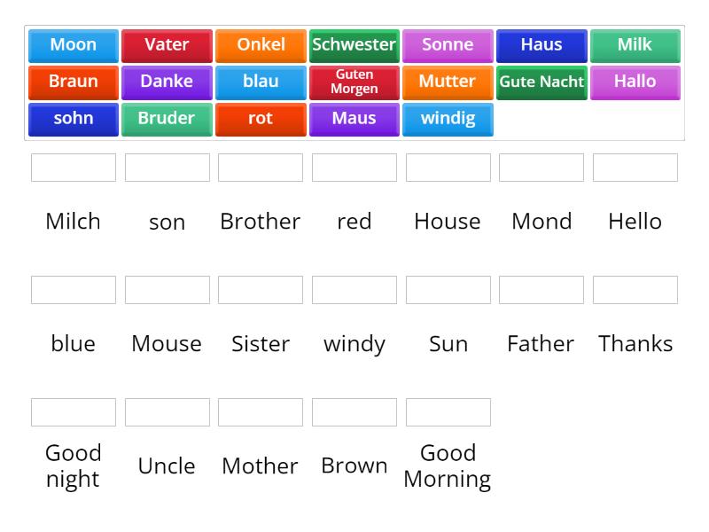 Englisch / Deutsch - Match up