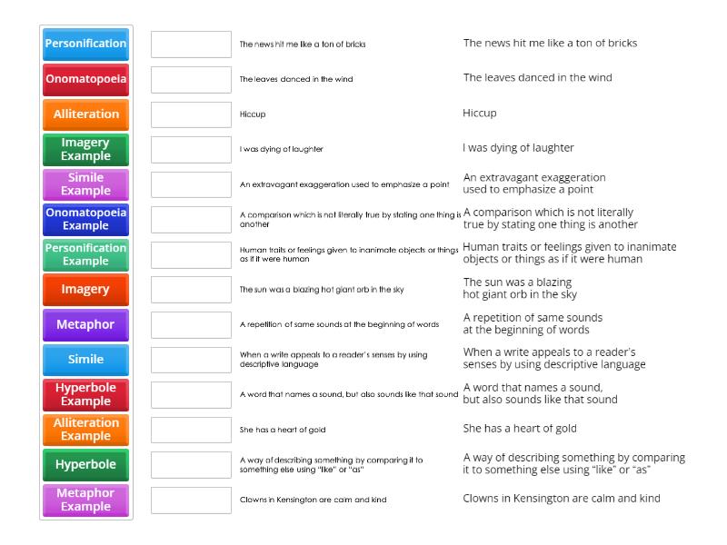 Literary Devices - Match up