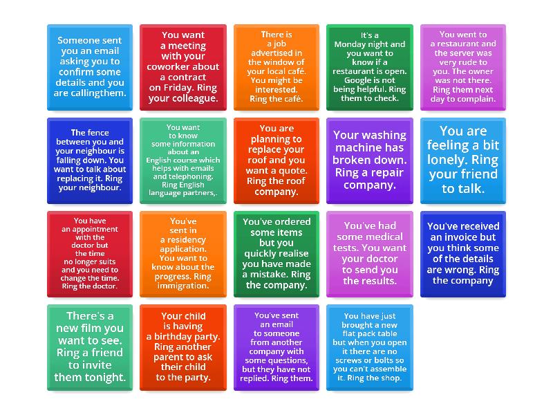 Reasons for calling - Practice - Flip tiles