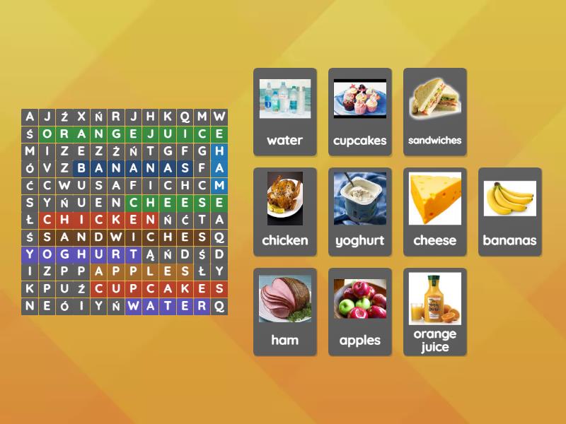 Picnic food - Wordsearch