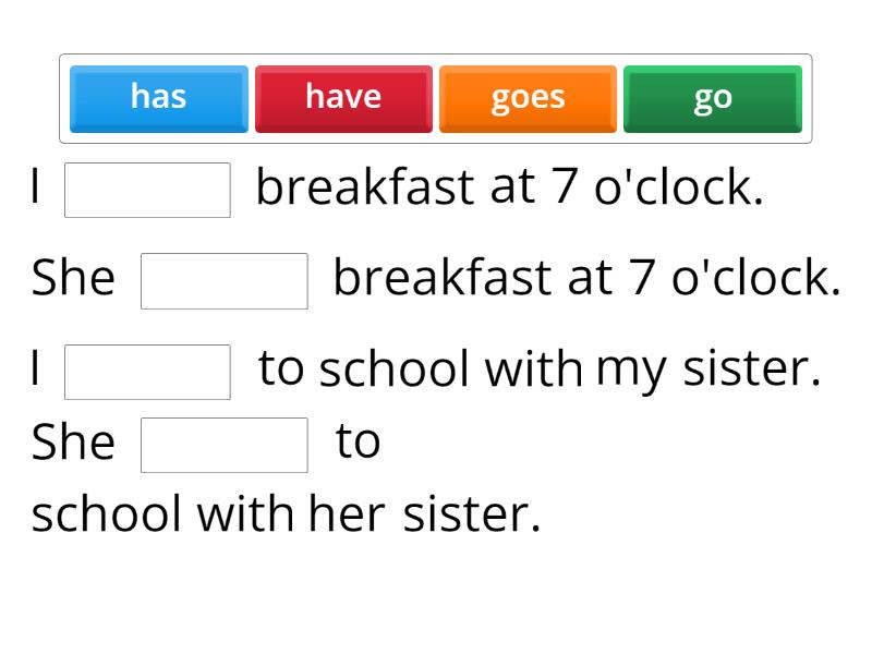 Present Simple sentences My day 3 klasa - Complete the sentence