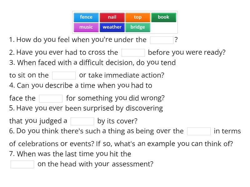 State exam use of Eng idioms - Complete the sentence