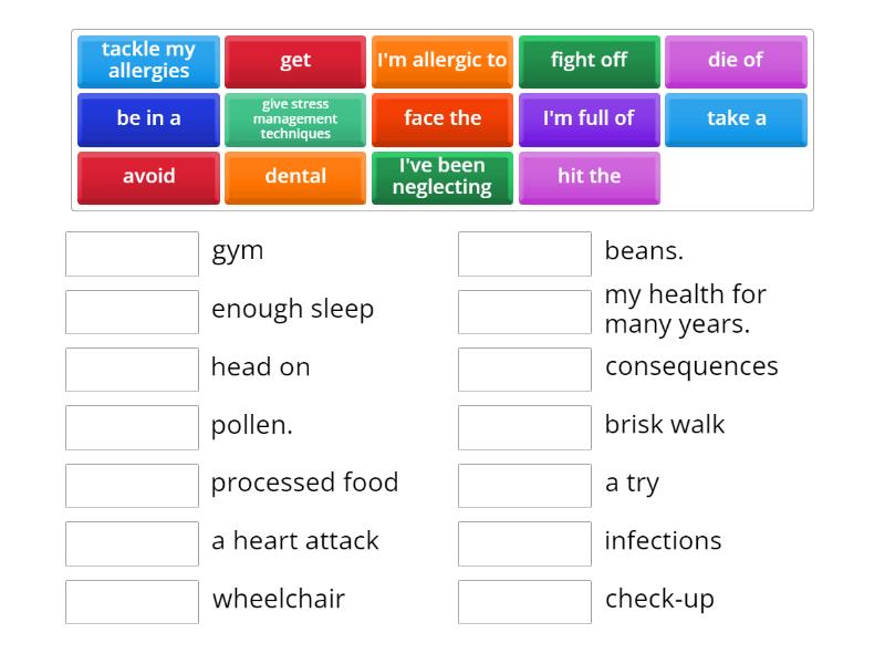 Health collocations - Match up