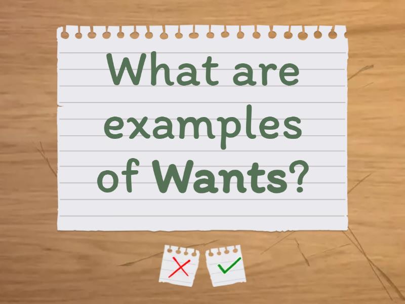 Wants and Needs - Exit ticket - Flash cards