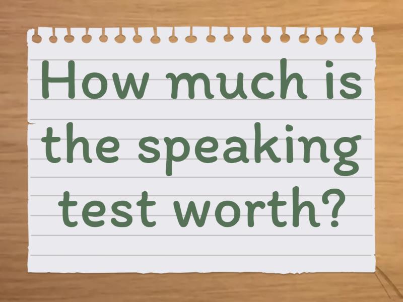The speaking test - Flash cards