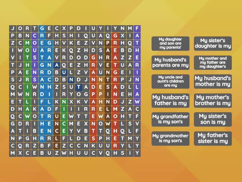 Family Members - Wordsearch