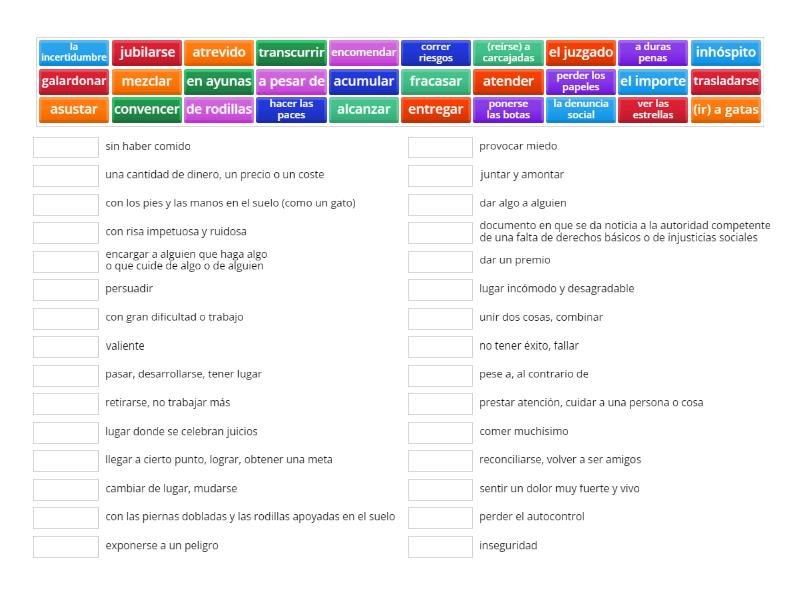 Vocabulario NP 3, unidad 11 I - Match up