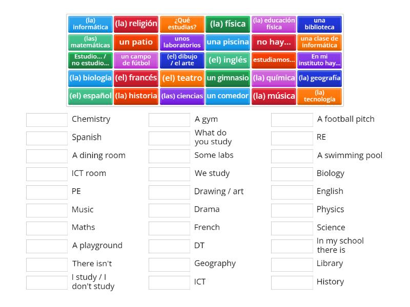 Las asignaturas - Match up