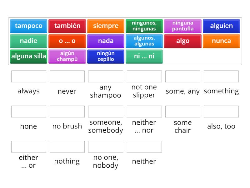 Lección 7 Indefinite & Negative Words - Match up