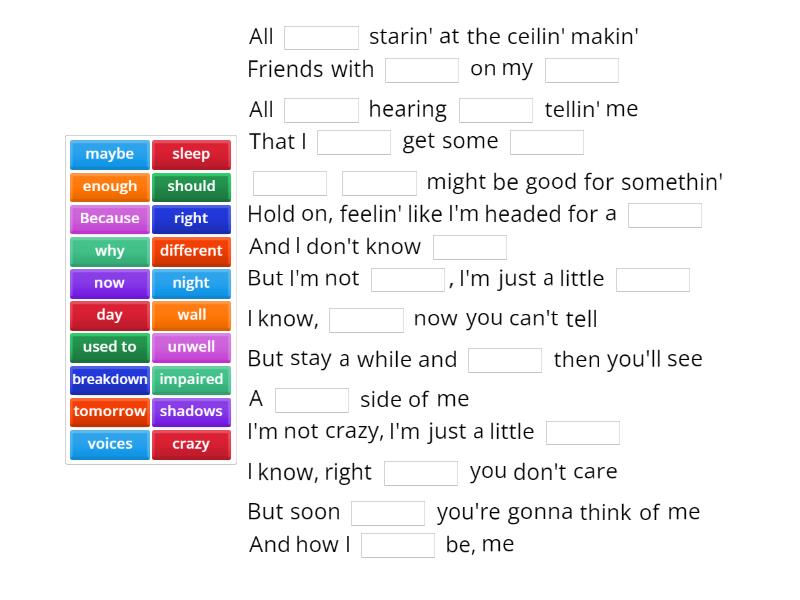 Unwell - Matchbox 20 - Complete the sentence