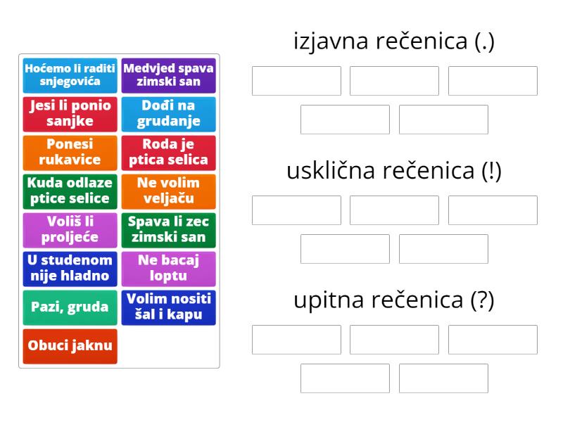 Vrste rečenica - Group sort