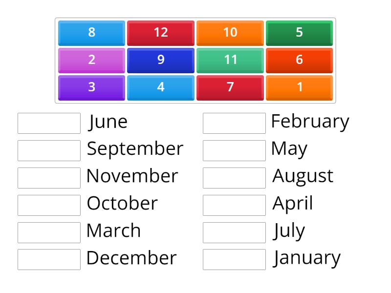Months of the Year - Match up