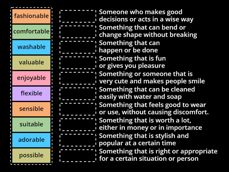 suffix ABLE - Match up