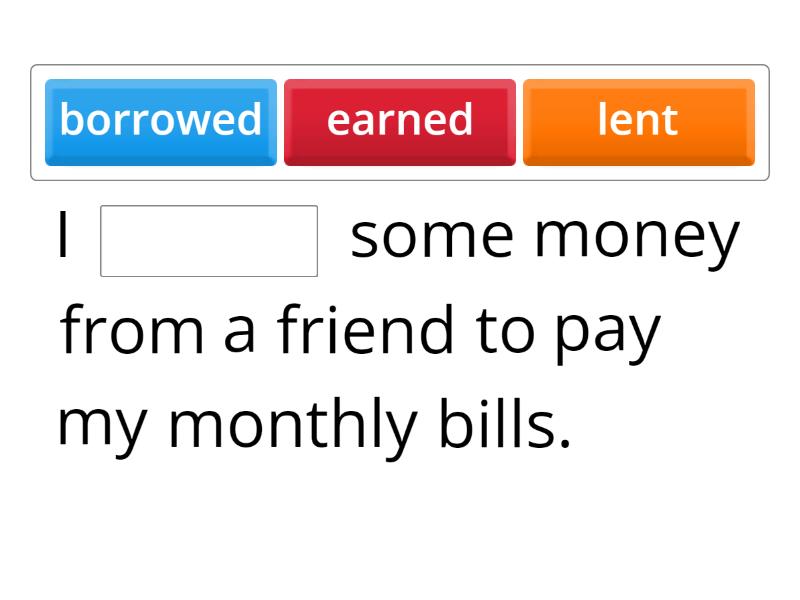 Money vocabulary - Complete the sentence
