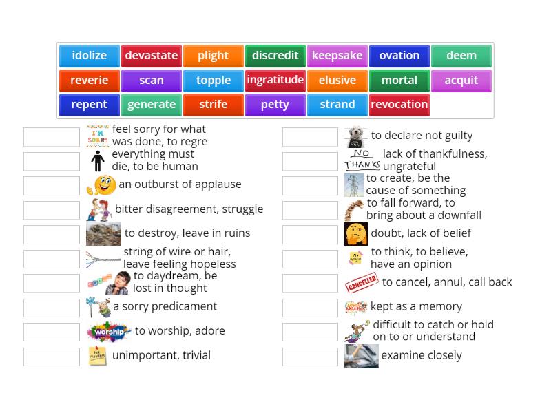 Grade 6 - Vocabulary - Unit 4 - Match up