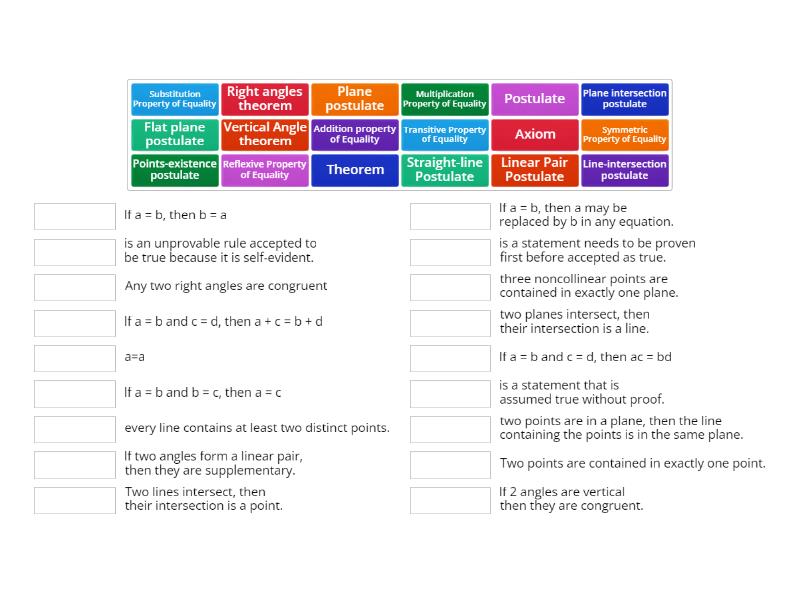 Quiz # 4 Axiomatic Structure - Match up