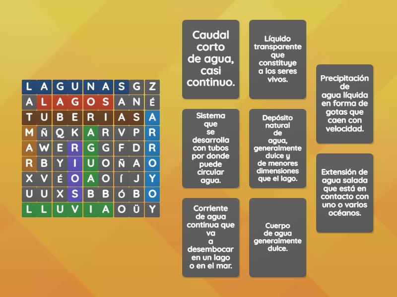 Sopa de letras sobre el agua. - Wordsearch