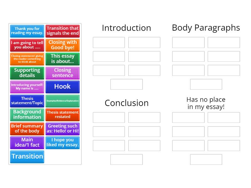 Informative Essay Sort Group Sort