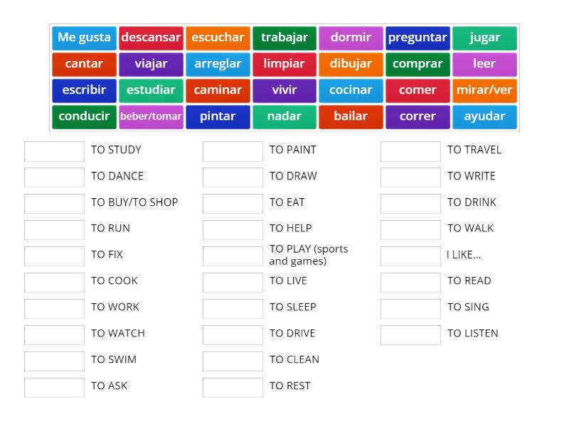 BASIC VERBS - VERBOS BÁSICOS - Połącz w pary
