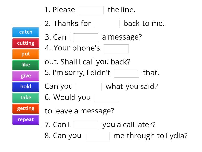 Telephone conversation - Complete the sentence