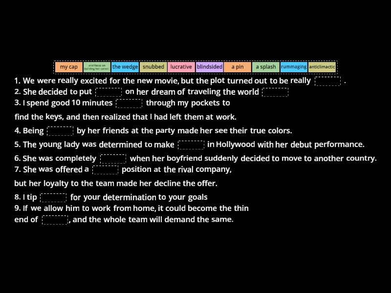 The Gentlemen I Vocabulary - Complete the sentence