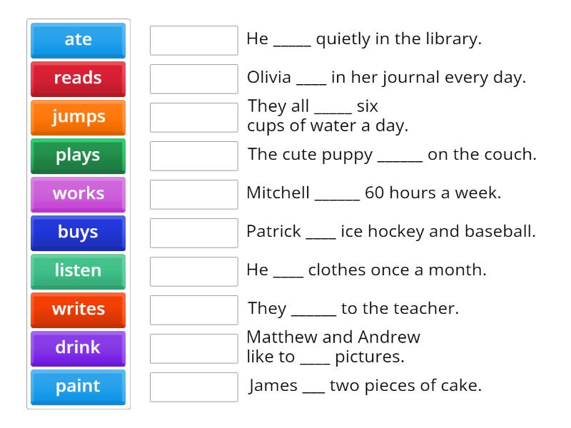 Subject-Verb Agreement - Match up