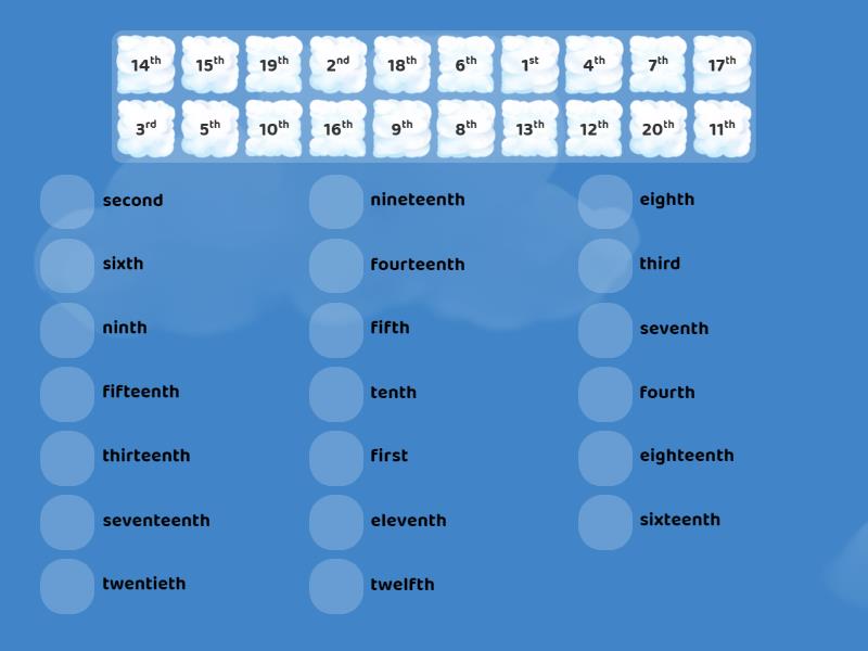 Ordinal Numbers - Match up