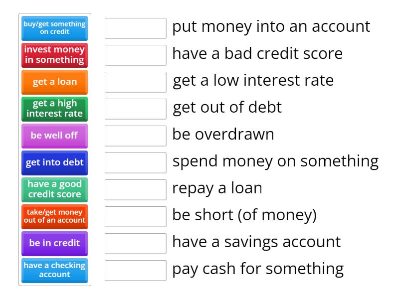 Money Phrases Opposites - Match up