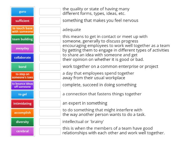 15 | TEAM BUILDING - Useful vocabulary - Match up