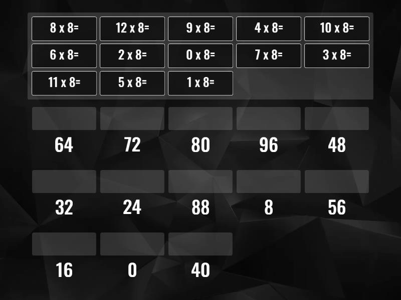 X8 Tables - Match up