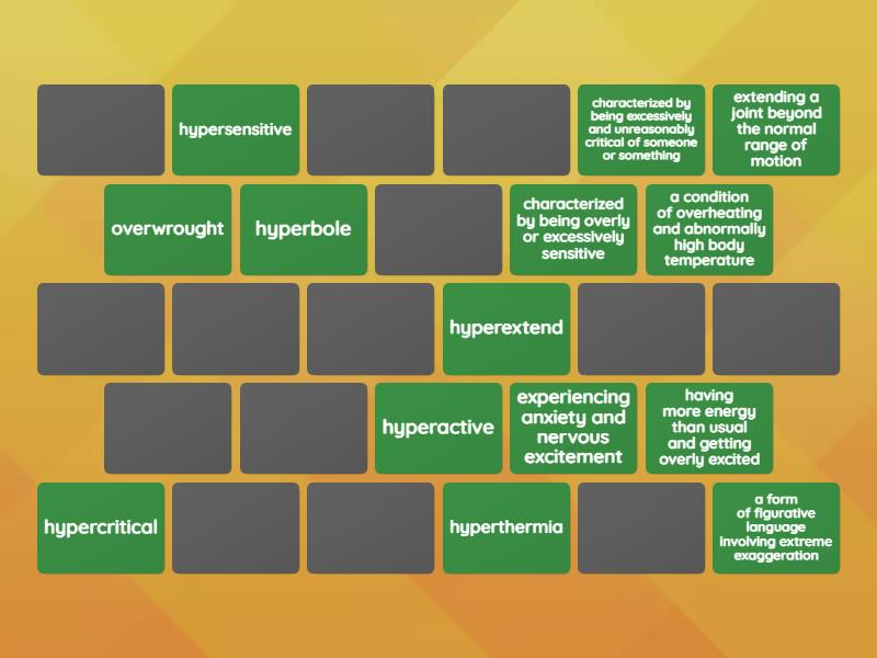 Root Words hyper- and over- - Matching pairs