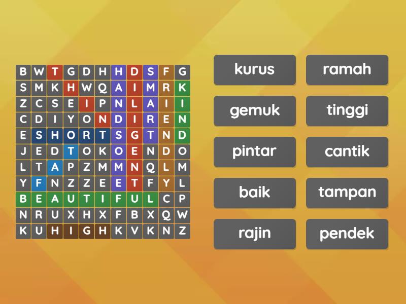 adjective - Wordsearch