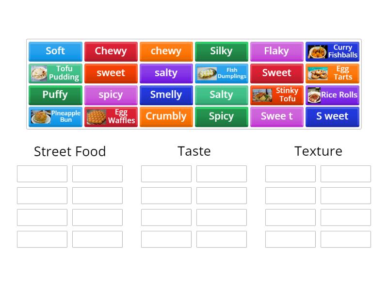HK Street Food Taste & Texture - Group sort