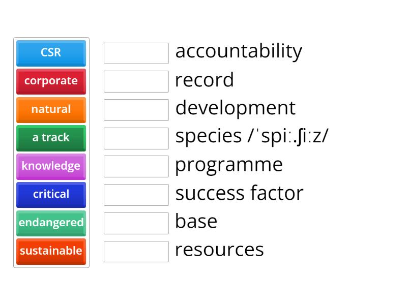 Unit 9 Resources - Match up