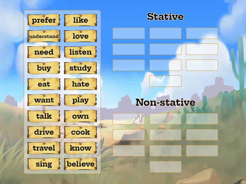 Stative verbs - present continuous - Group sort
