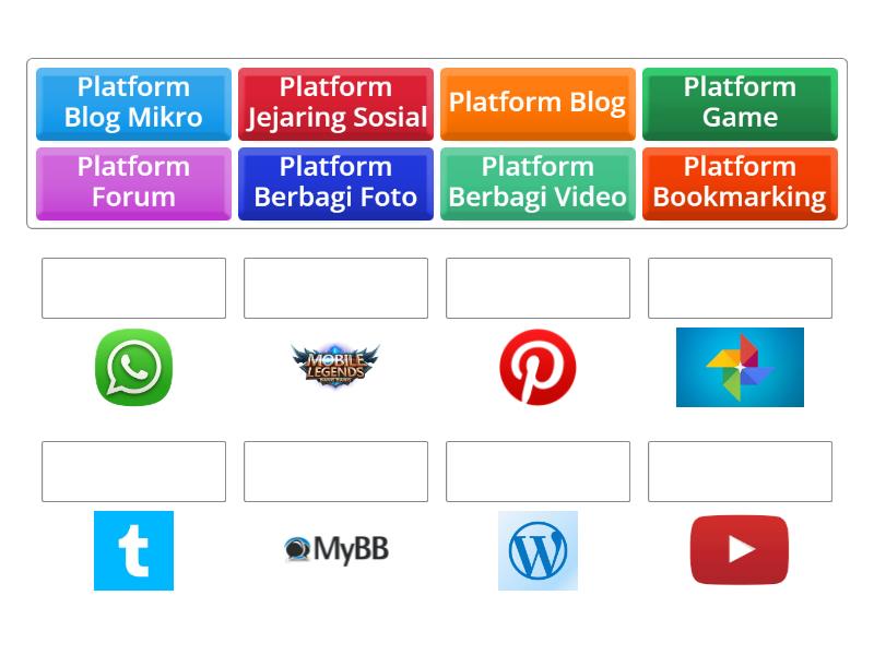 Cocokkan jenis platform dengan logonya! - Match up
