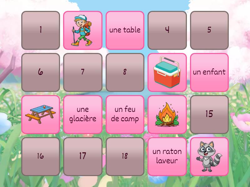 Je peux compter - le camping - Matching pairs
