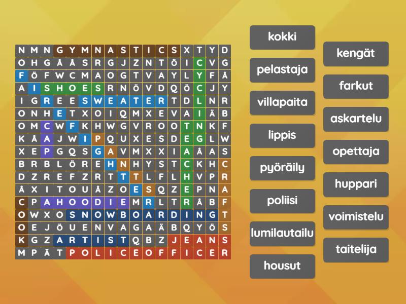 Come with me 6 Unit 2 Warm Up words - Wordsearch