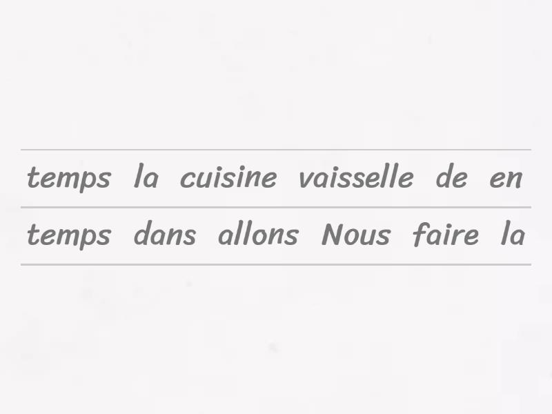 Les tâches ménagères-phrases mélangées - Unjumble