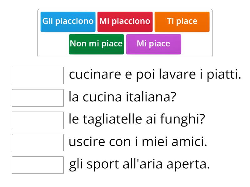 Il verbo piacere - Match up